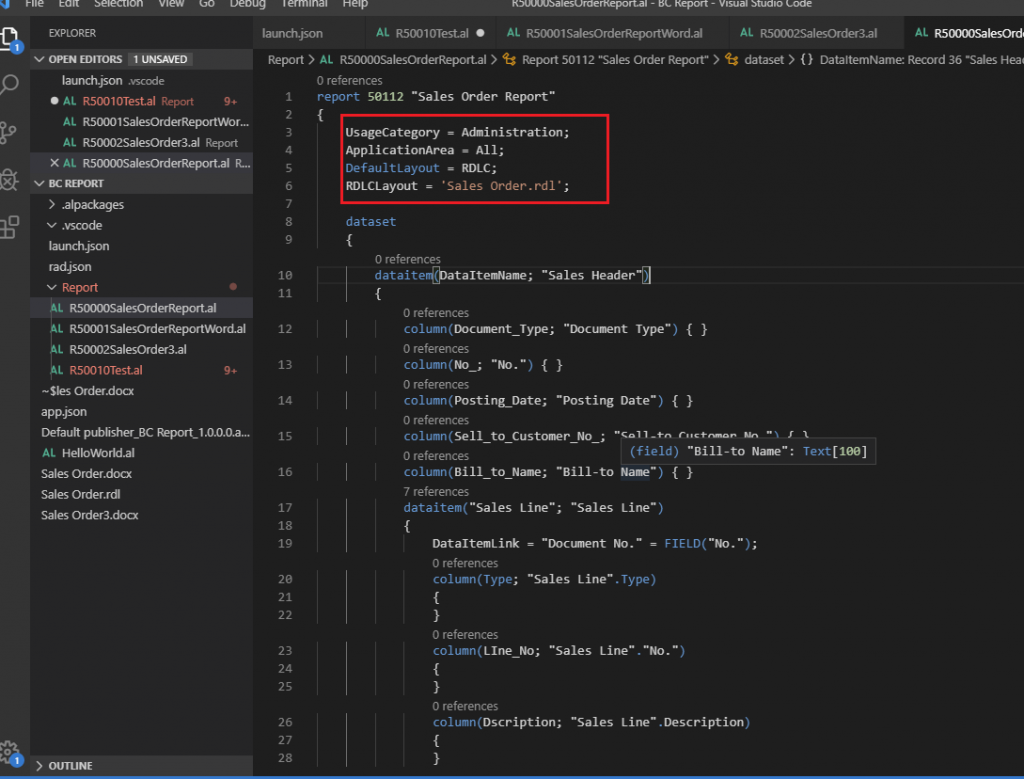 Create RDLC Report in BC 365 – Think360Erp